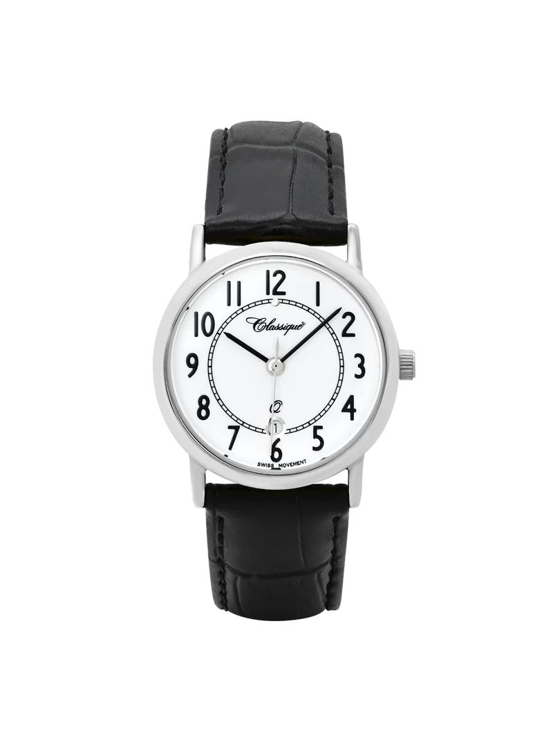 Classique William Swiss Quartz Black Leather Strap Watch | ACACIA FINE ...